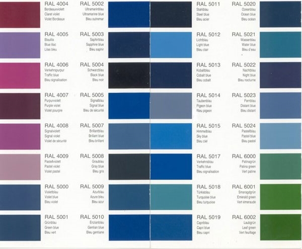 Container service - Farvekoder efter RAL system